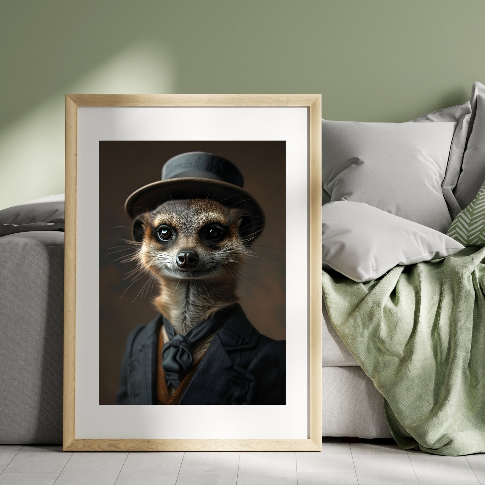 MEERKAT Portrait Art Print Animal Dressed as a Person Meerkat Wearing ...