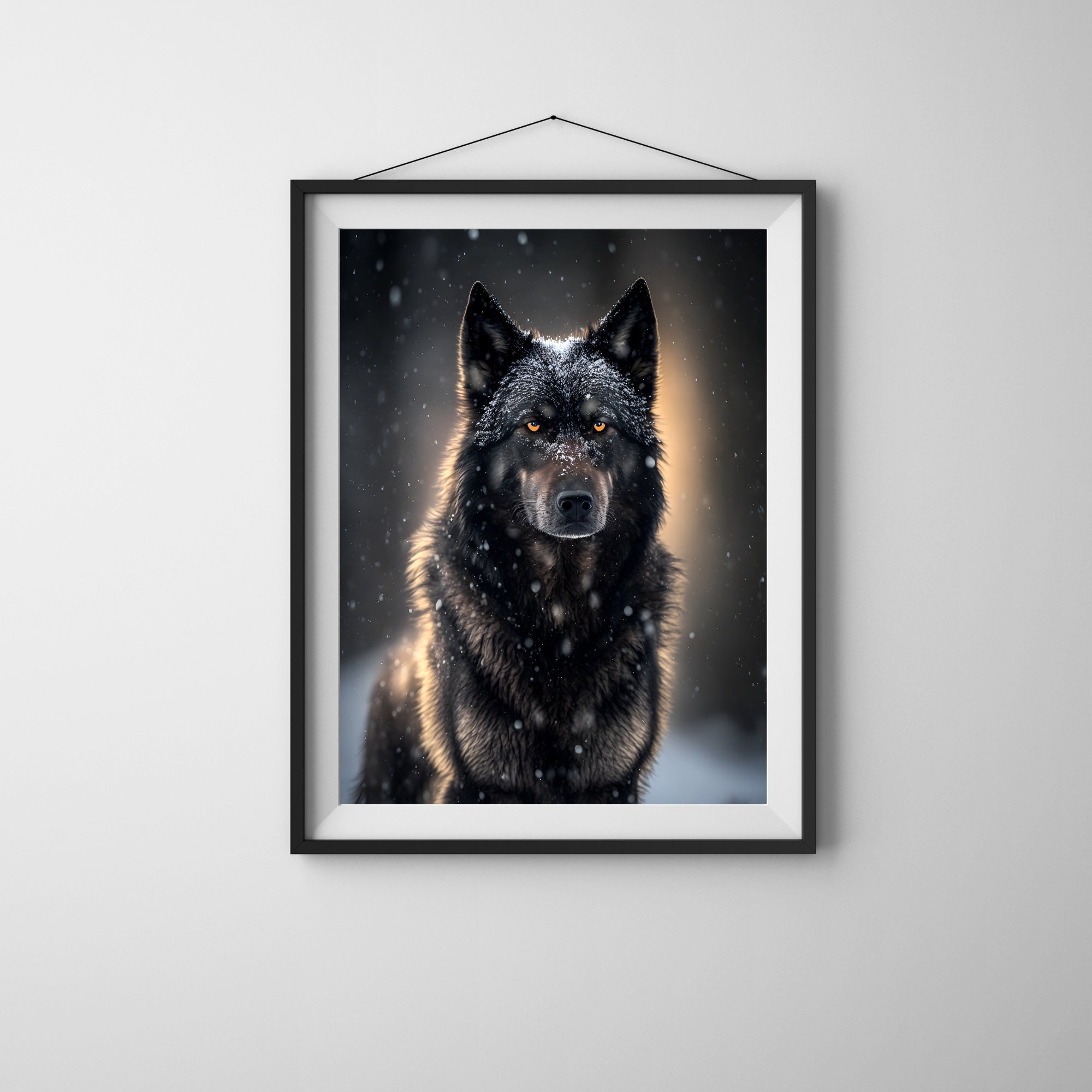 Black Wolf Wall Art Black Wolf Printable Art Animal Wall Art Alpha Wolf ...