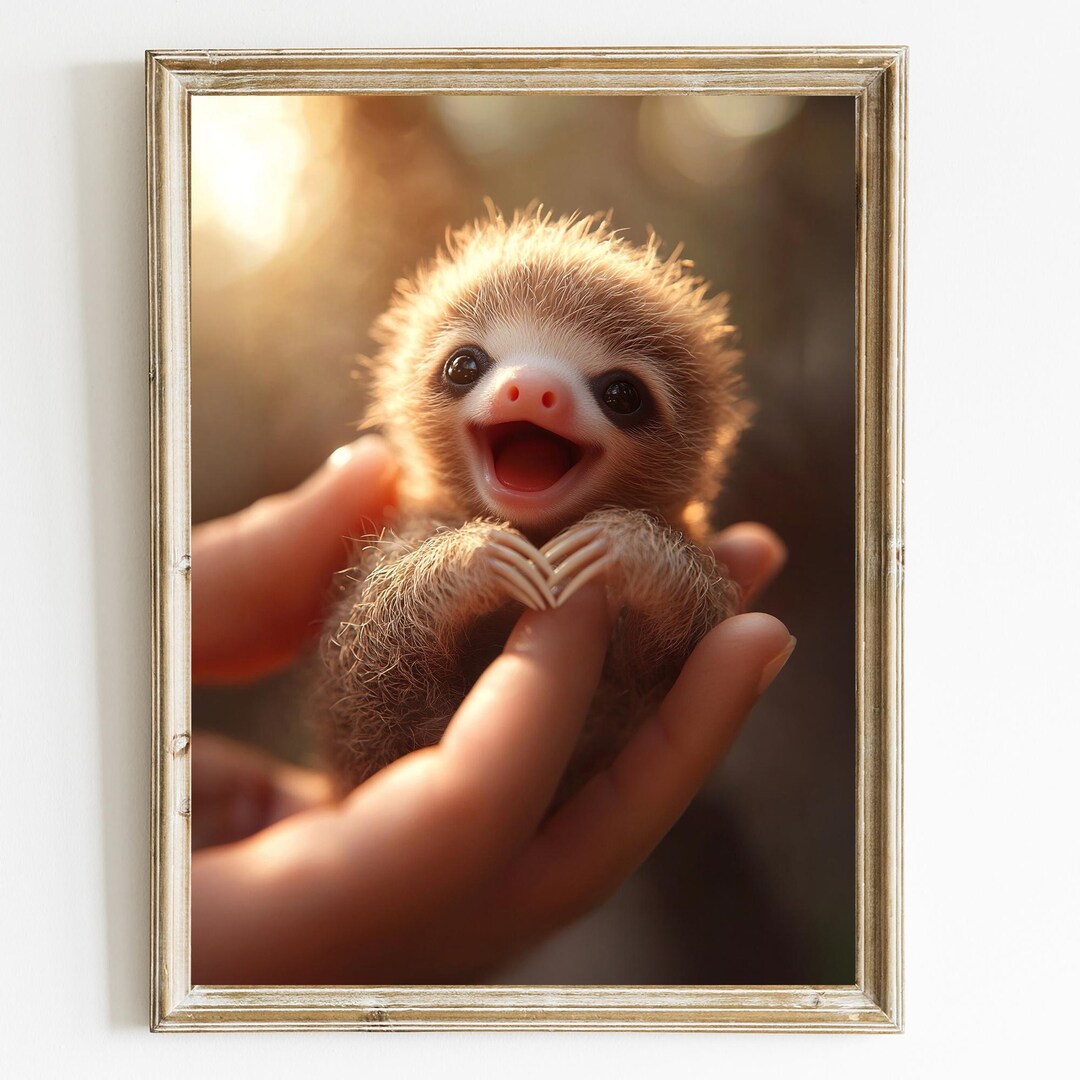 Baby Sloth in the Palm of Your Hand (digital Print) | Miniature Animal ...