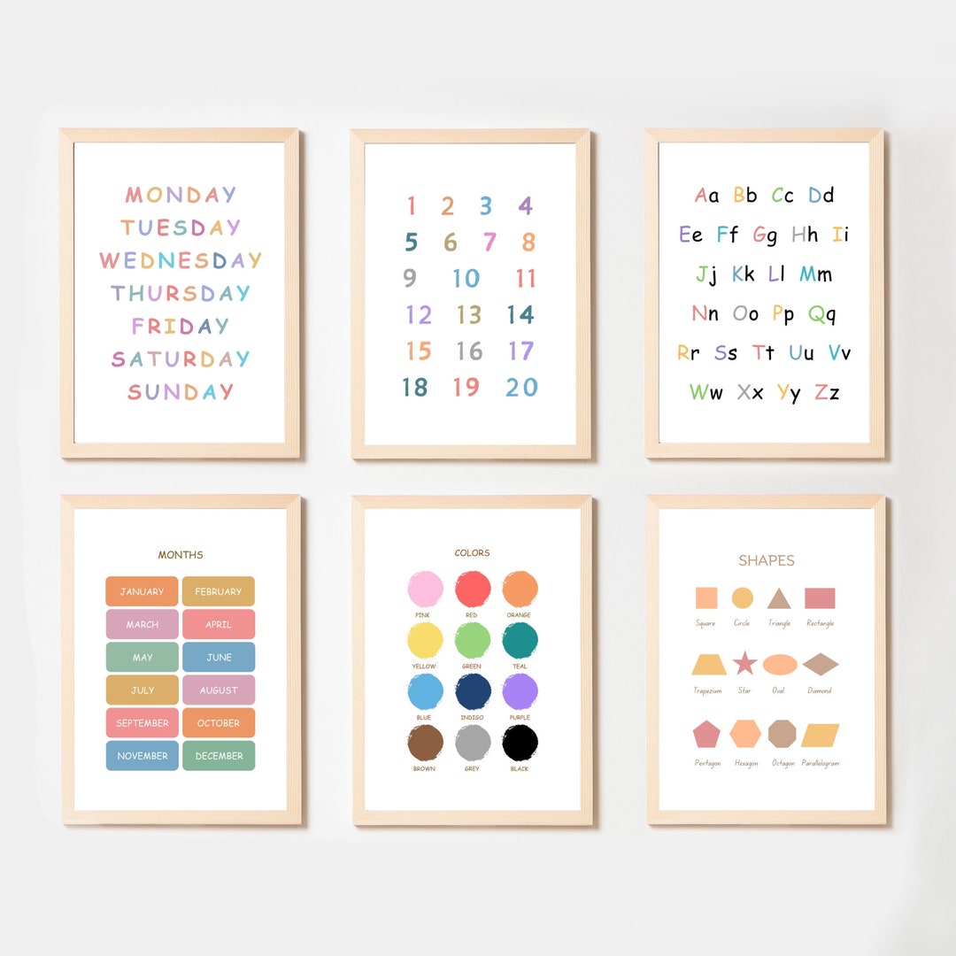 Rainbow Classroom Decor Set of 6 Prints, Homeschool Decor, Printable ...