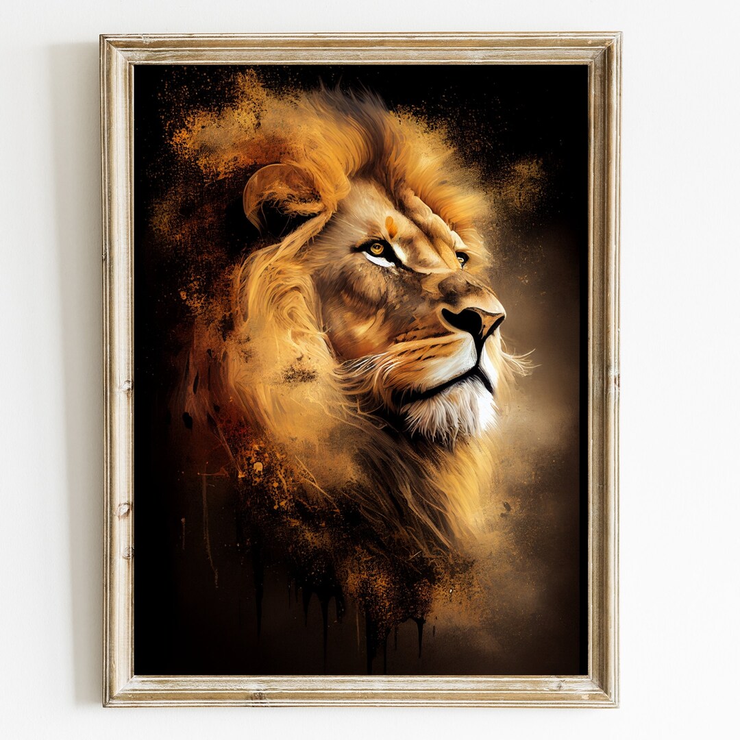 Lion Wall Art | Big Cat Art Print | Lion Printable Artwork | Animal ...