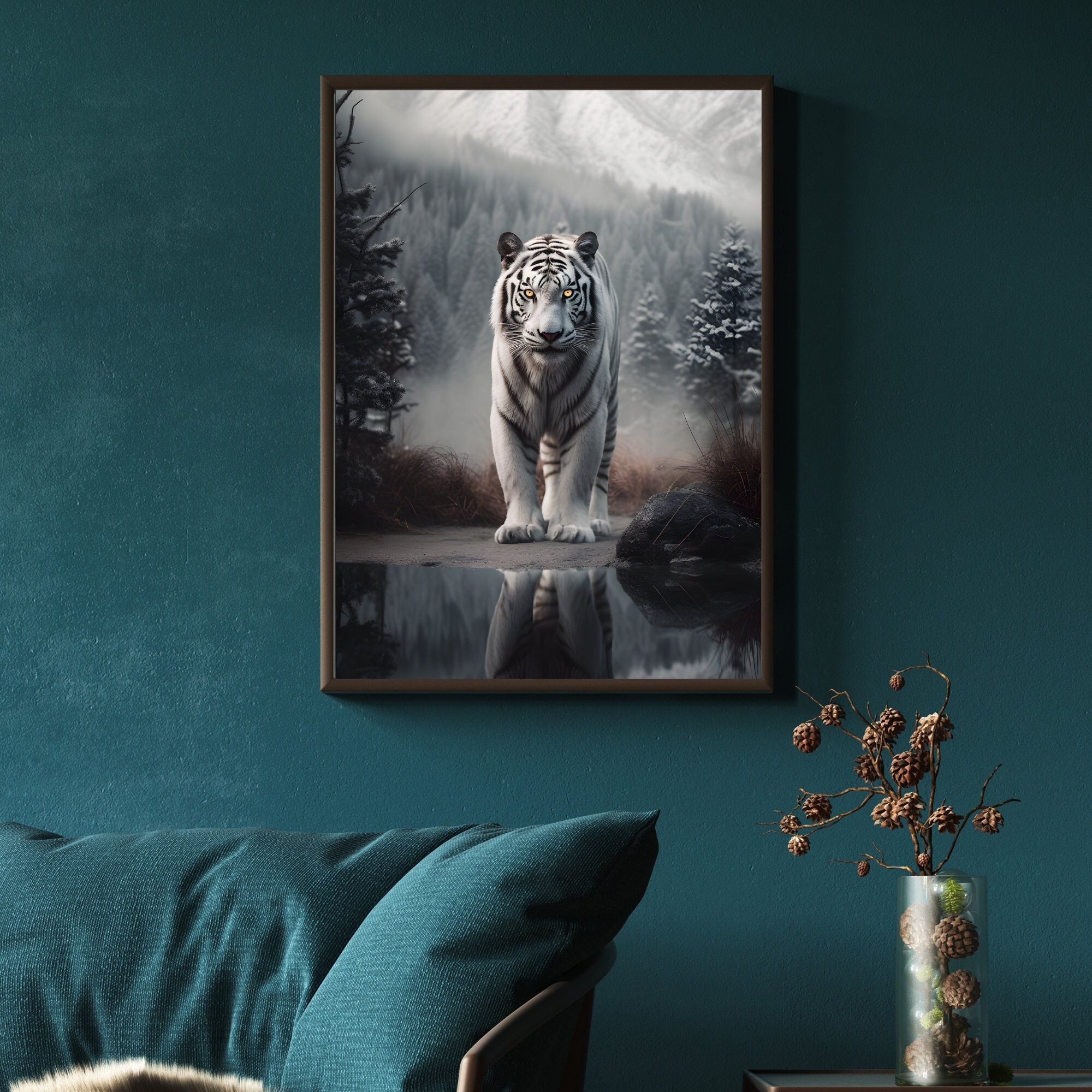White Tiger Wall Art Animal Wall Art Print Big Cat Poster Print Jungle ...
