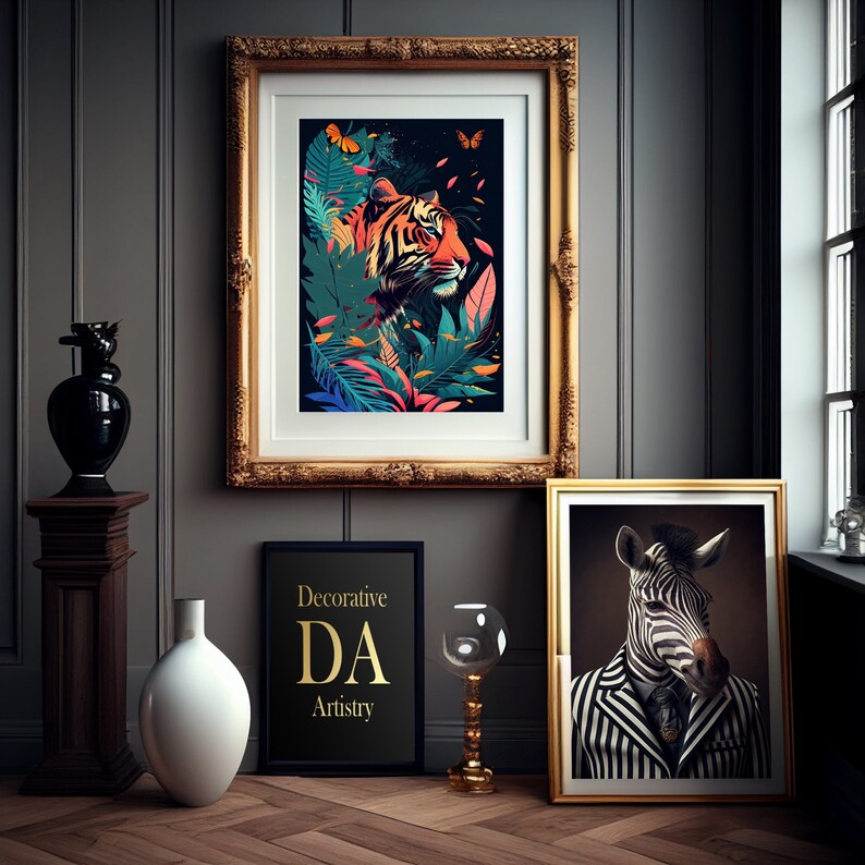 Boho Tiger Wall Art Boho Tiger Wall Prints Animal Prints - Etsy