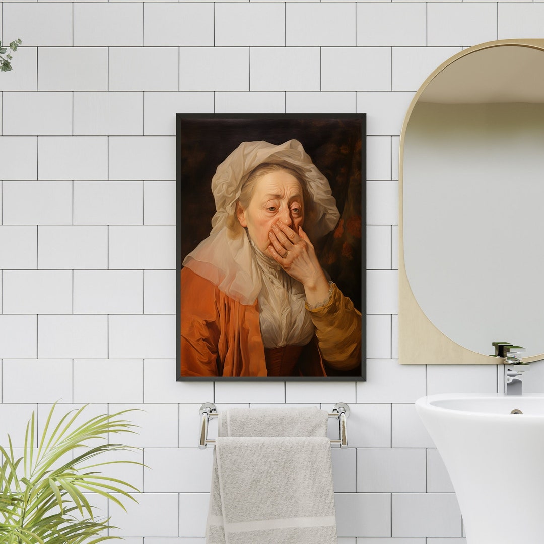 Stink Funny Bathroom Art Print, Renaissance Vintage Humorous Hold Nose ...