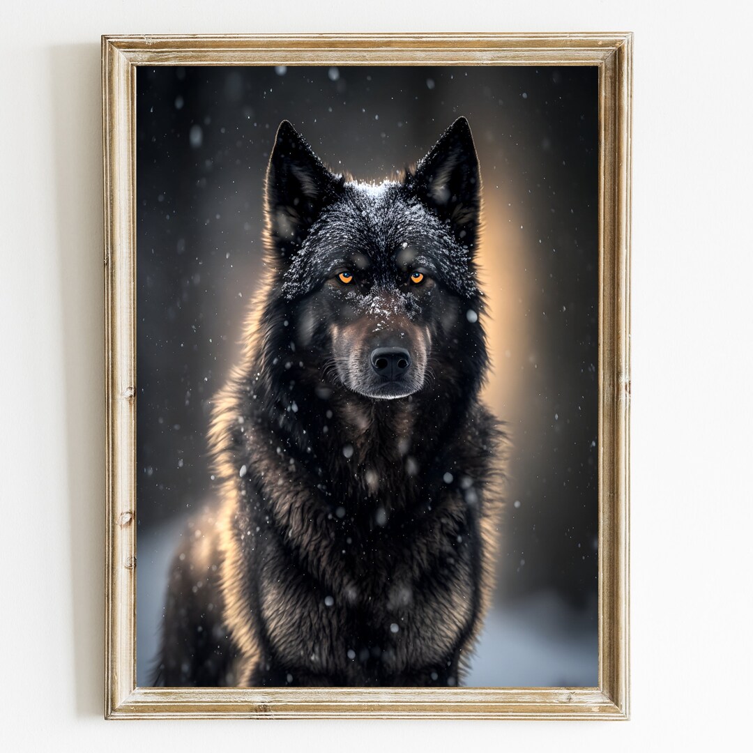 Black Wolf Wall Art | Black Wolf Printable Art | Animal Wall Art ...