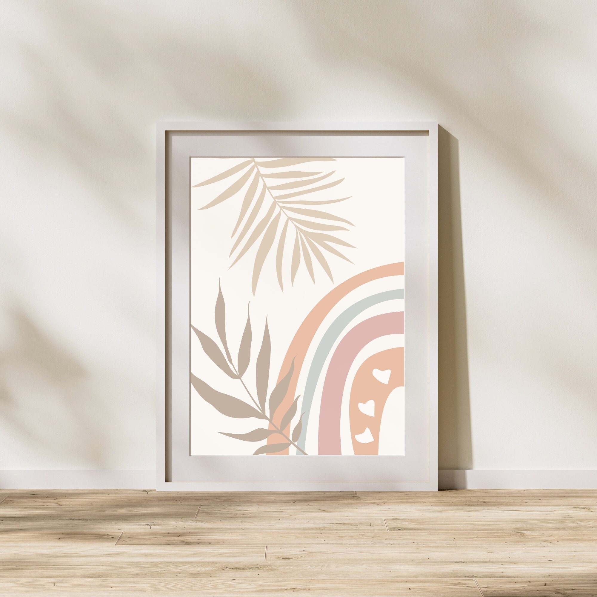 Boho Wall Art Printable, Rainbow Wall Art, Midcentury Modern Decor ...