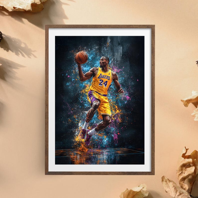 Kobe Bryant Lakers Graffiti Art Print: Basketball Wall Decor (digital ...