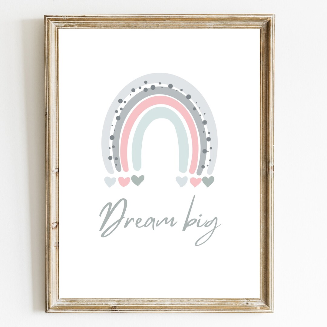 DREAM BIG Neutral Rainbow Modern Print, Neutral Nursery Wall Art ...