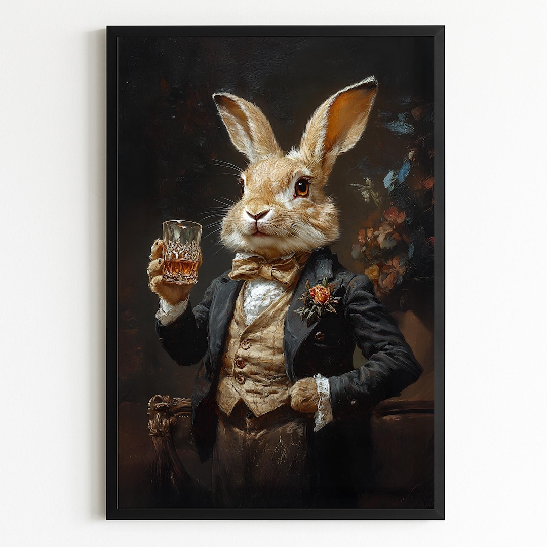 Instant Download – Dapper Gentleman Rabbit Hare Wall Art – Vintage ...