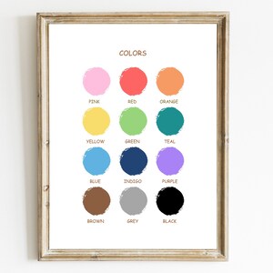 Educational Colors Poster, Printable Colors Wall Art, Colours Classroom ...