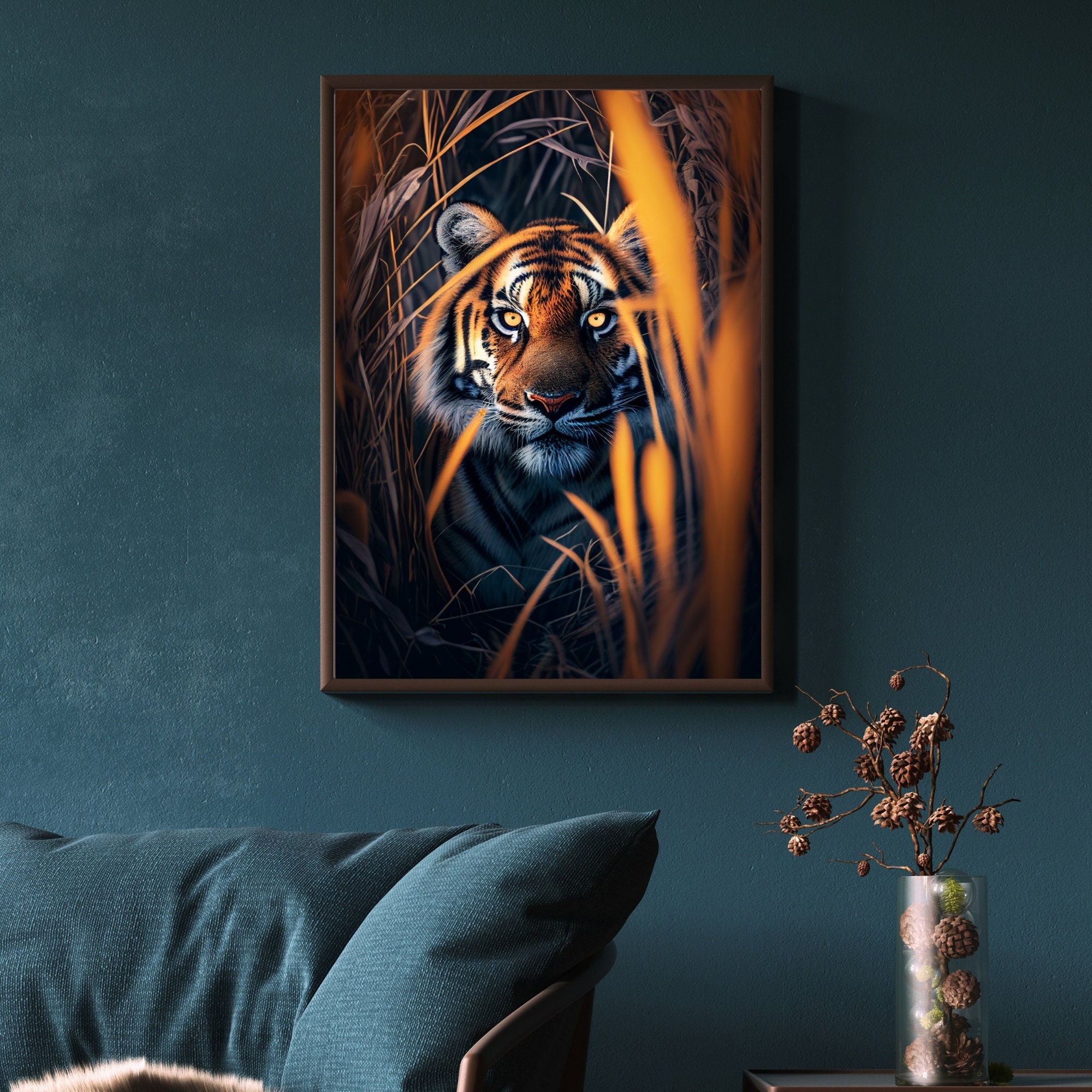 Tiger Wall Art Siberian Tiger in the Jungle Big Cat Poster Print Jungle ...