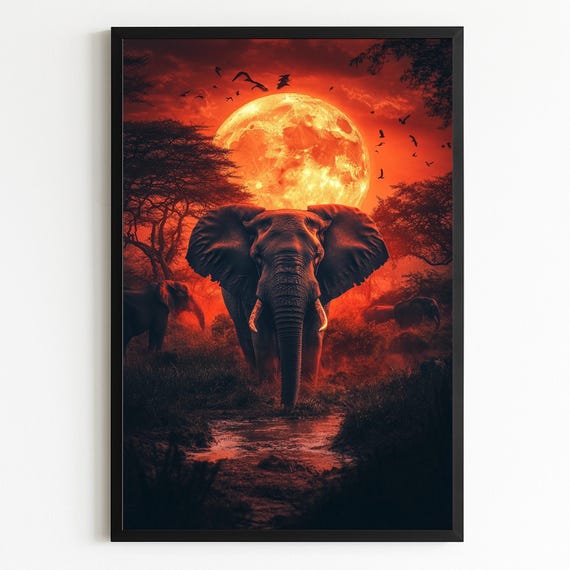 Elephant Sunset Canvas