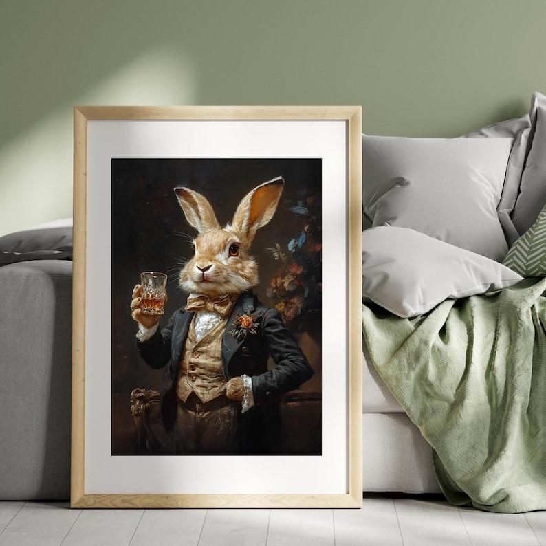 Instant Download – Dapper Gentleman Rabbit Hare Wall Art – Vintage ...
