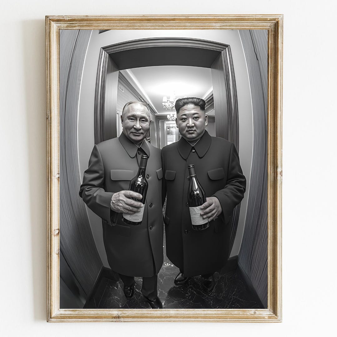 Putin Kim Jong Un Print, Kim Jong Un and Vladimir Putin Poster, Funny ...
