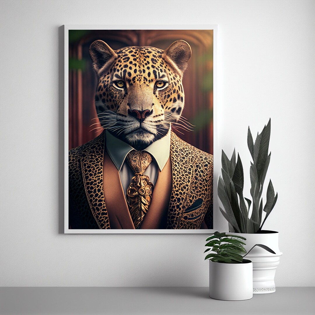 Jaguar in a Suit Jaguar Vintage Portrait Jaguar Boss Animal - Etsy
