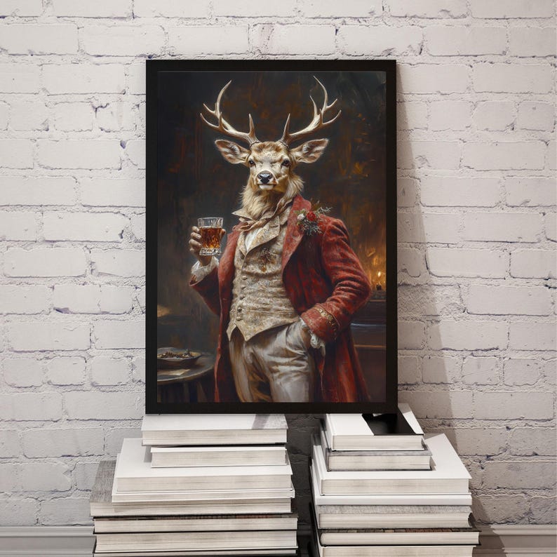 Instant Download – Gentleman Stag Wall Art – Vintage Stag Portrait ...