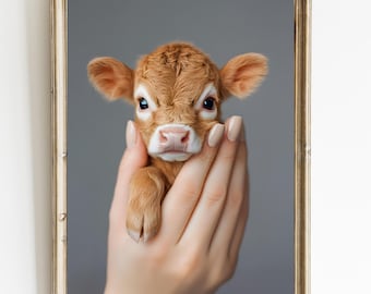 Baby Cow in the Palm of Your Hand (digital Print) - Etsy