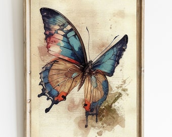 Gyotaku Style Butterfly Digital Artistic Print No.3, Contermporary ...