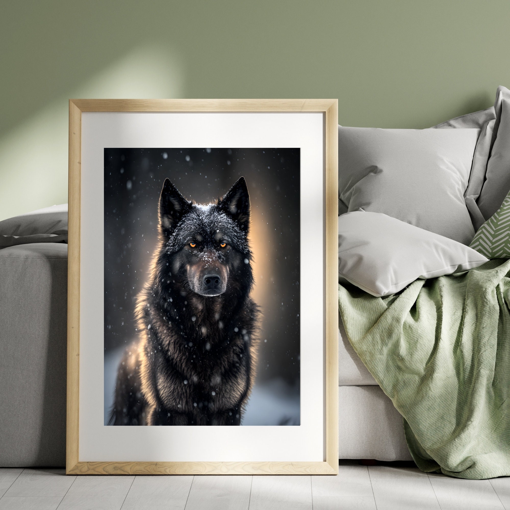 Black Wolf Wall Art Black Wolf Printable Art Animal Wall Art Alpha Wolf ...
