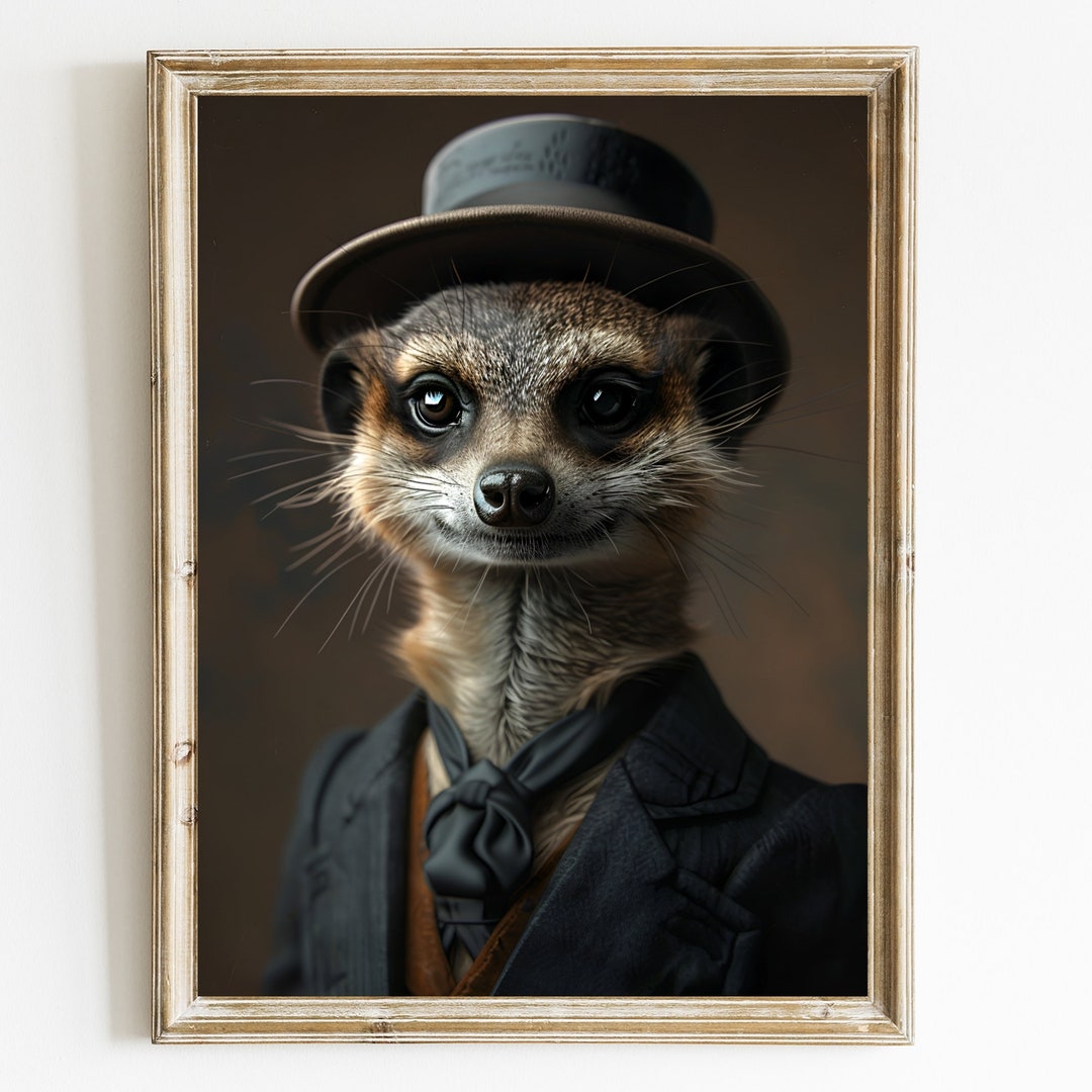 MEERKAT Portrait Art Print Animal Dressed as a Person Meerkat Wearing ...