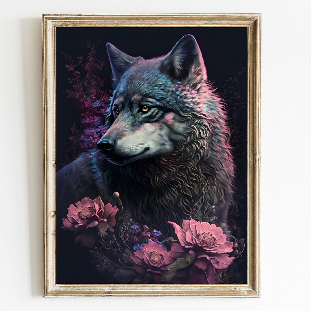 Black Wolf Wall Art | Black Wolf Printable Art | Animal Wall Art ...
