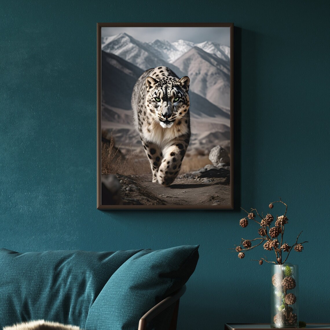 Snow Leopard Wall Art Big Cat Portrait Animal Wall Art Printable ...