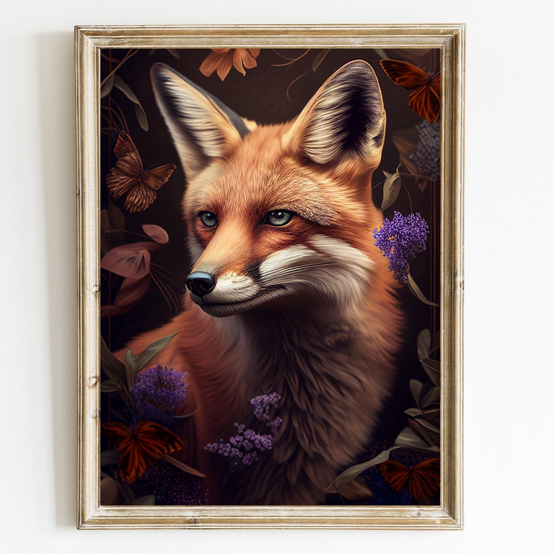 Red Fox Wall Art | Red Fox Printable Art | Fox Painting Art | Animal ...