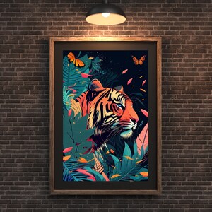 Boho Tiger Wall Art, Boho Tiger Wall Prints, Animal Prints, Animal Wall ...