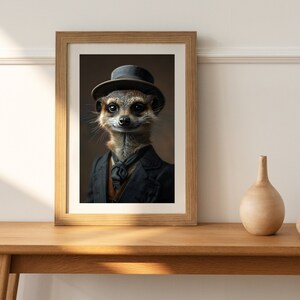 MEERKAT Portrait Art Print Animal Dressed as a Person Meerkat Wearing ...