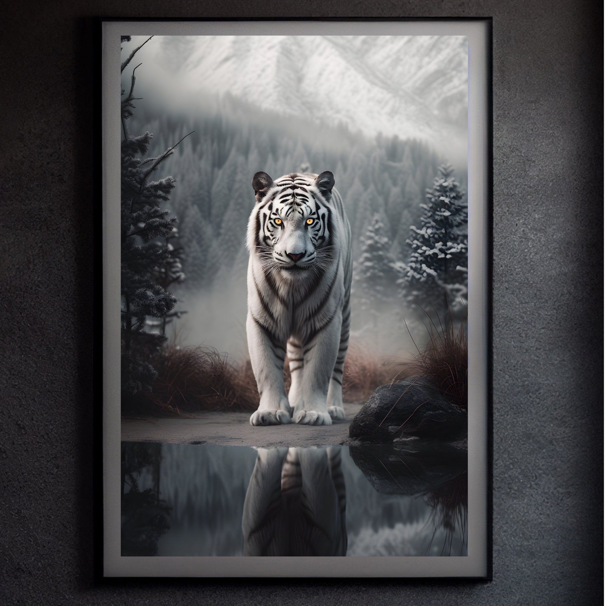 White Tiger Wall Art Animal Wall Art Print Big Cat Poster Print Jungle ...