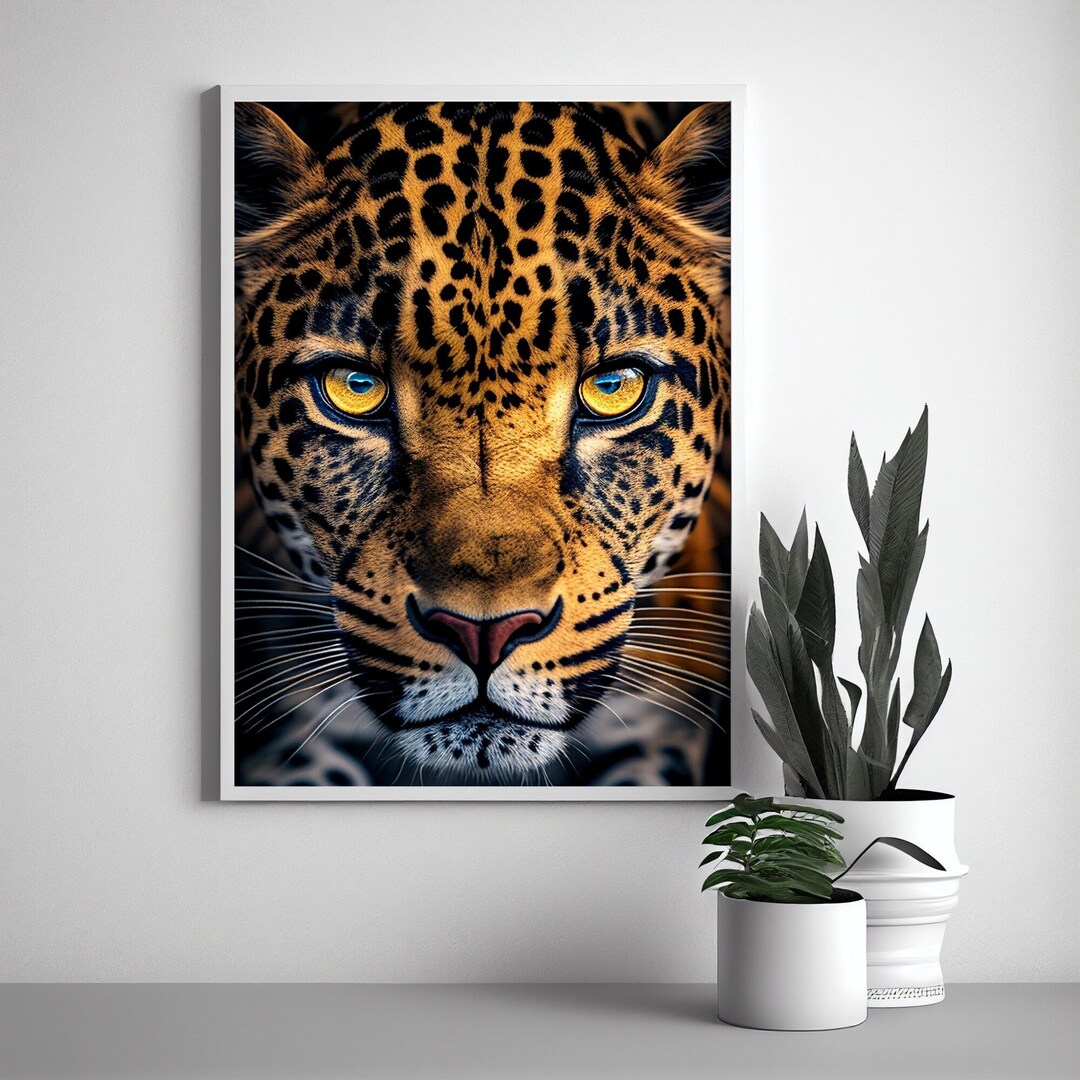 Jaguar Wall Art Print Big Cat Portrait Printable Jaguar Home Decor ...
