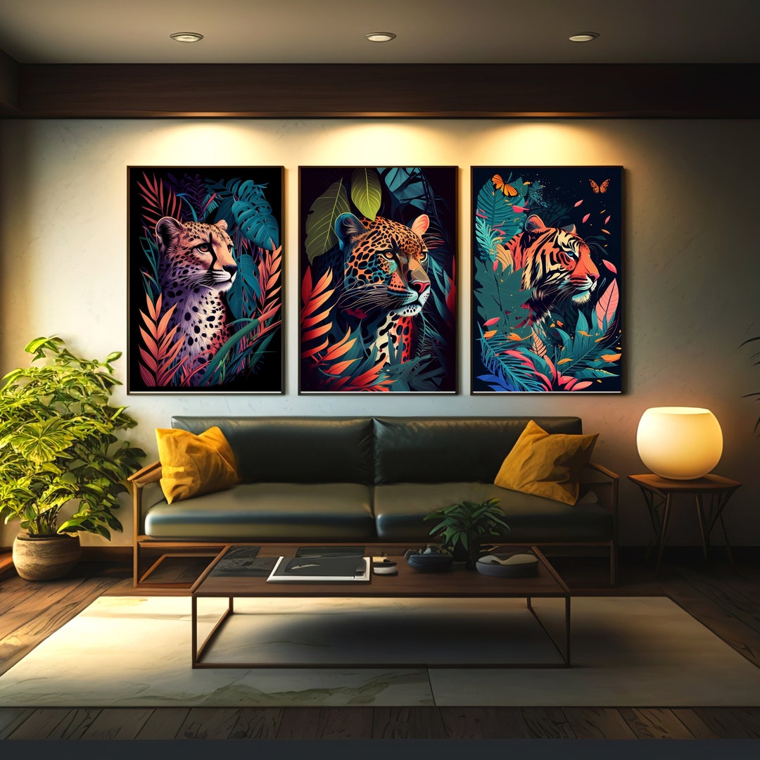 Boho Tiger Wall Art | Tropical Jungle Art Print| Big Cat Wall Art ...