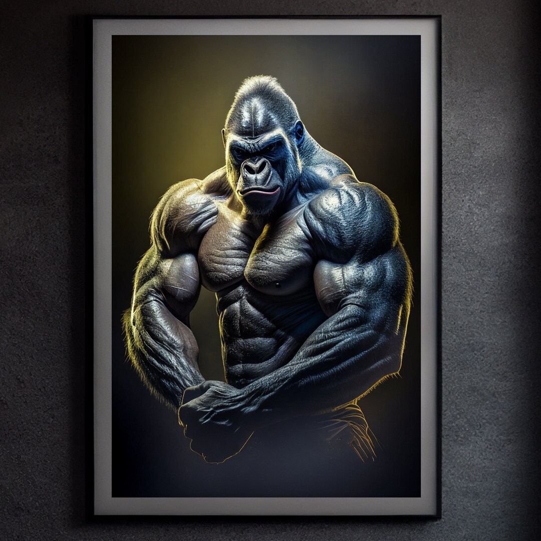 Gorilla Digital Print Animal Wearing Clothes Printable Gym Motivation ...
