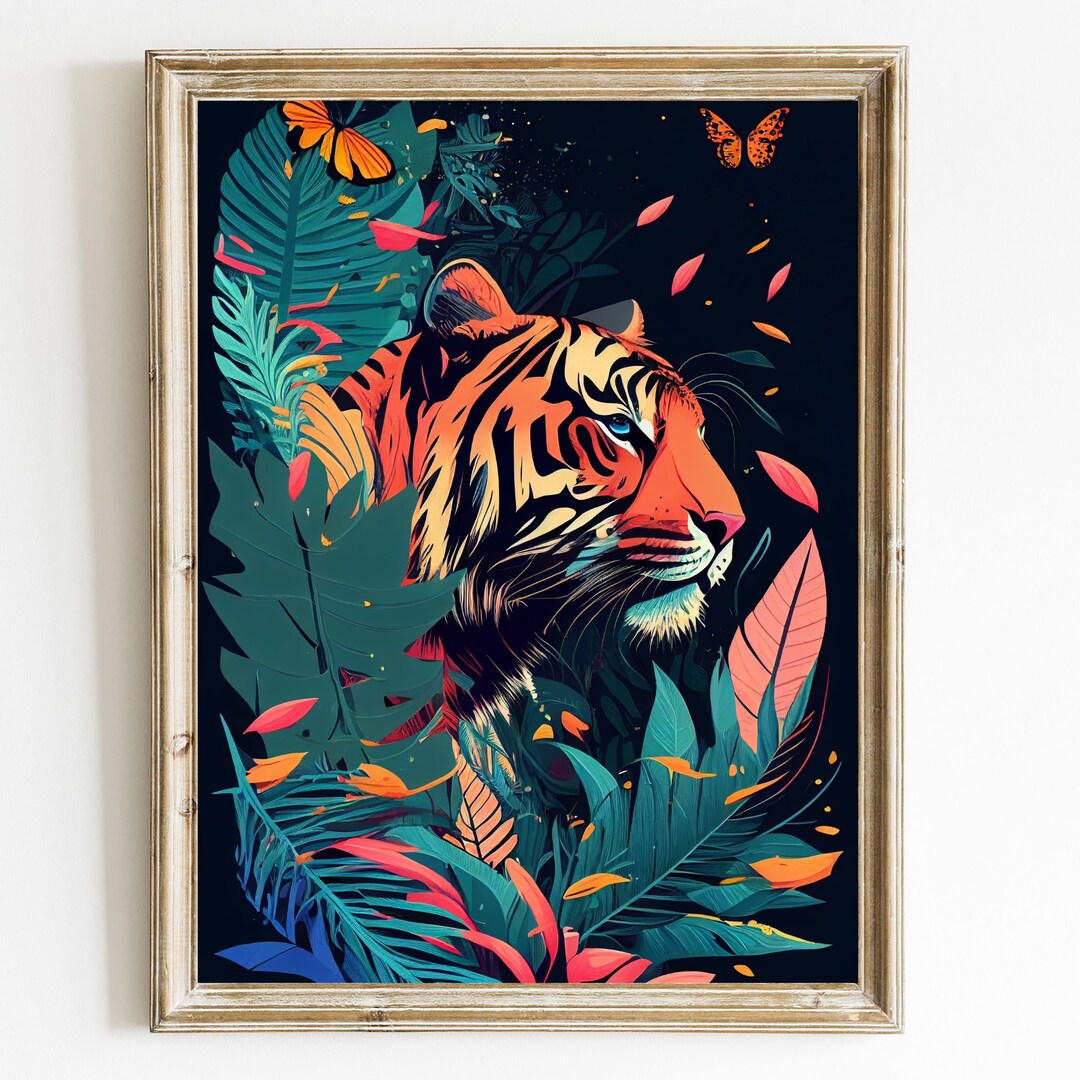 Boho Tiger Wall Art, Boho Tiger Wall Prints, Animal Prints, Animal Wall ...