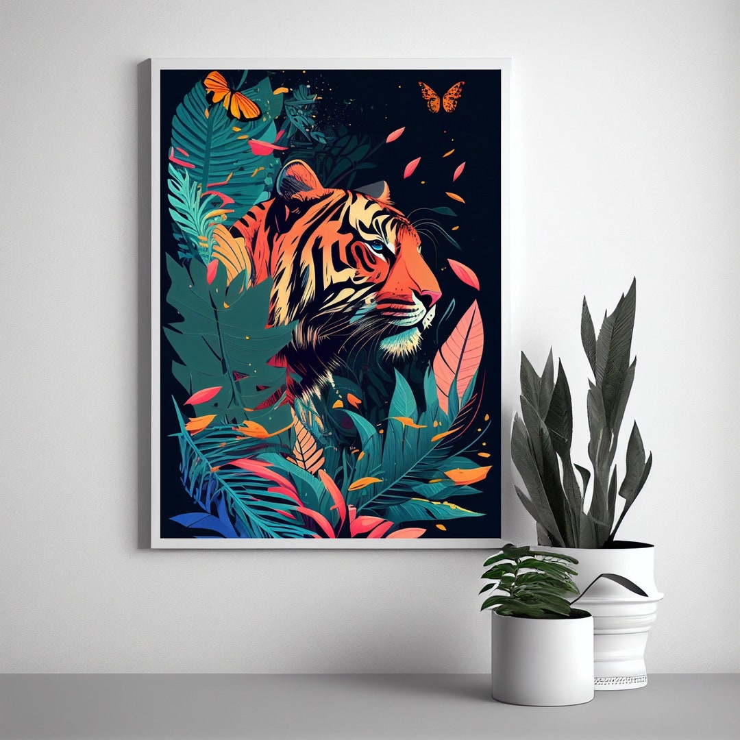 Boho Tiger Wall Art, Boho Tiger Wall Prints, Animal Prints, Animal Wall ...