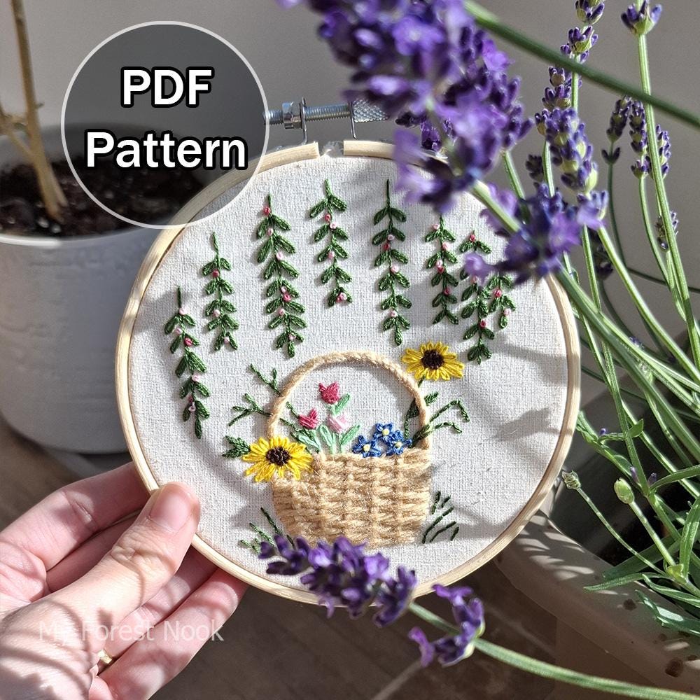 Flower Basket - Embroidery PDF Pattern - Digital Download - Hoop ...