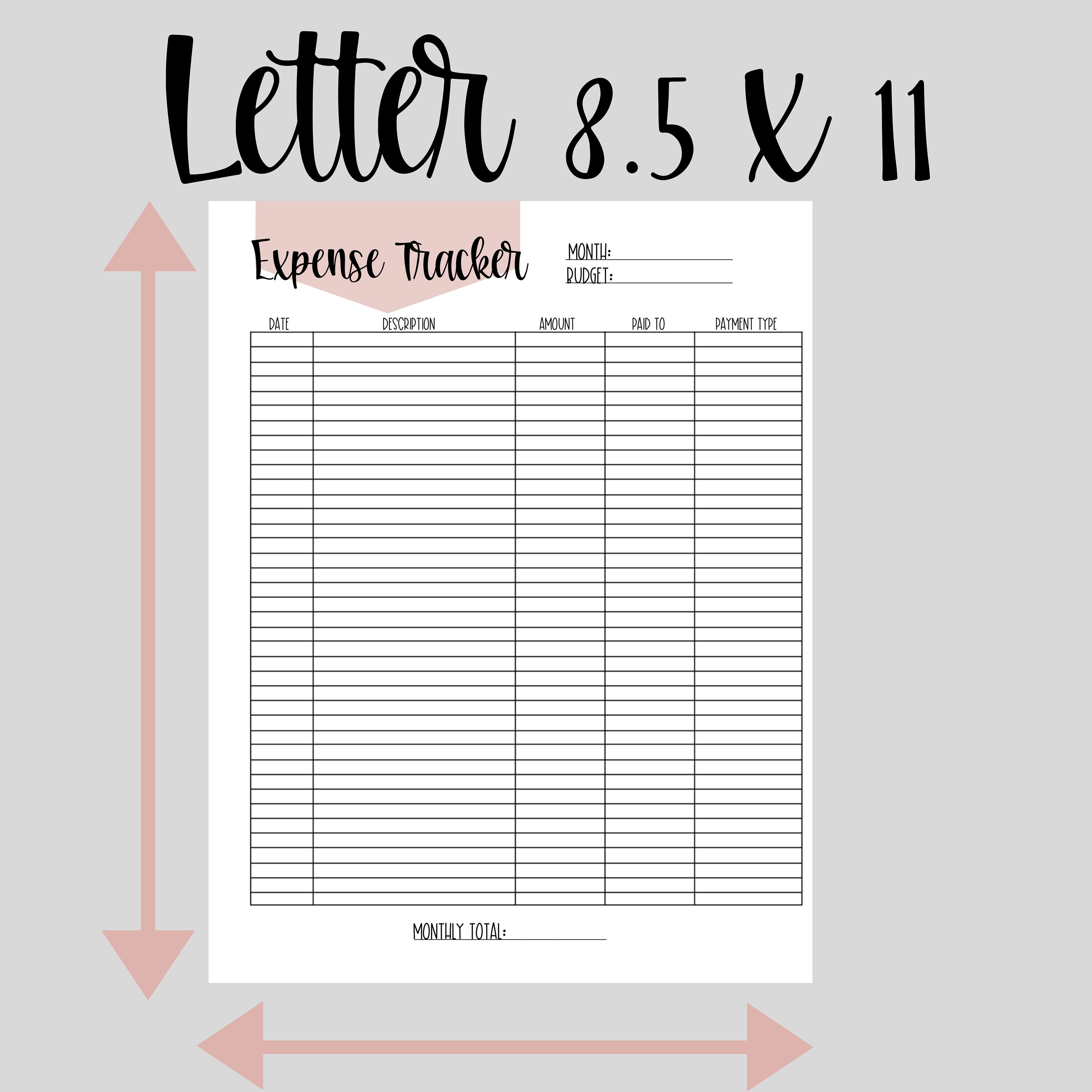 Expense Tracker | Printable | Letter - Etsy
