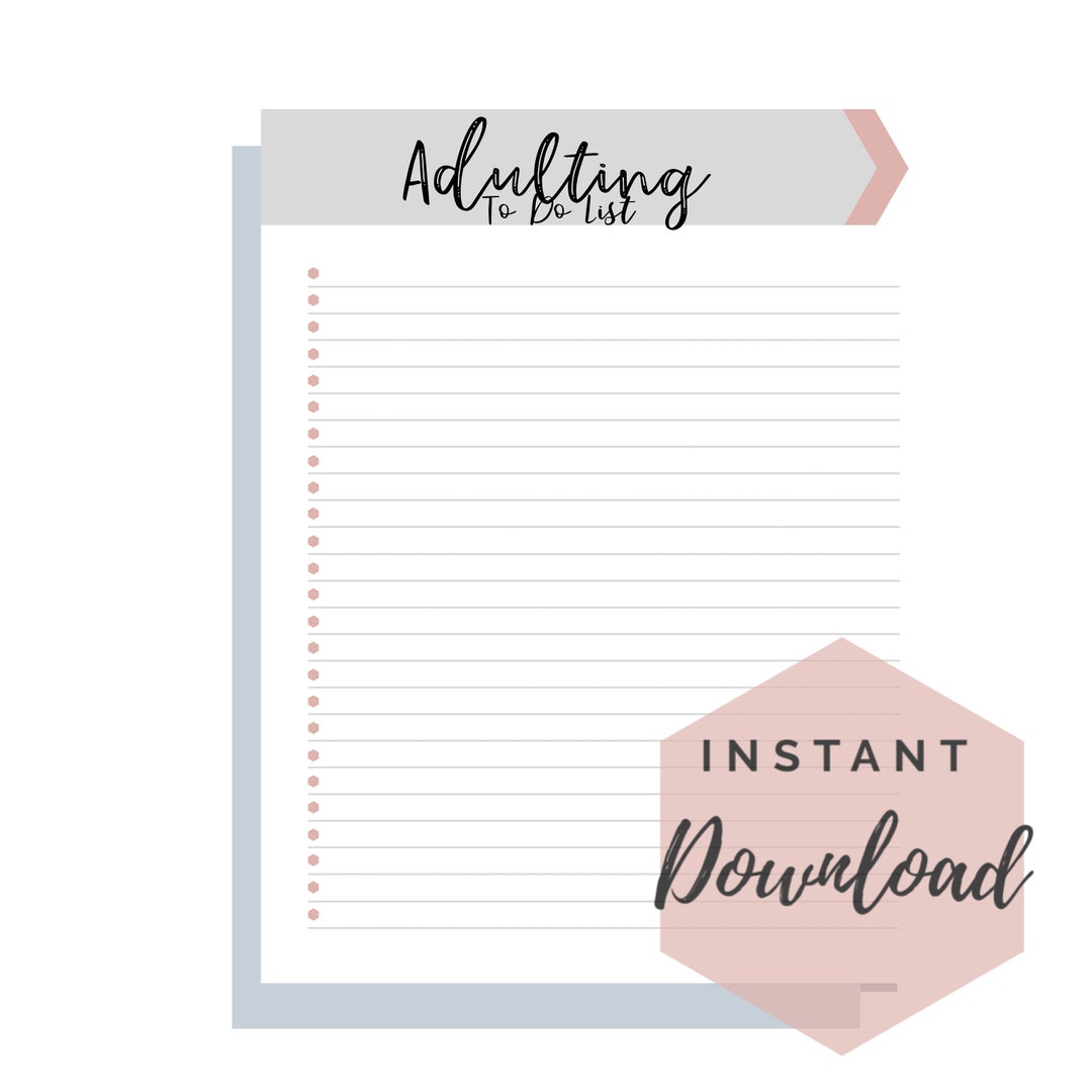 Adulting to Do List PDF Printable Letter - Etsy