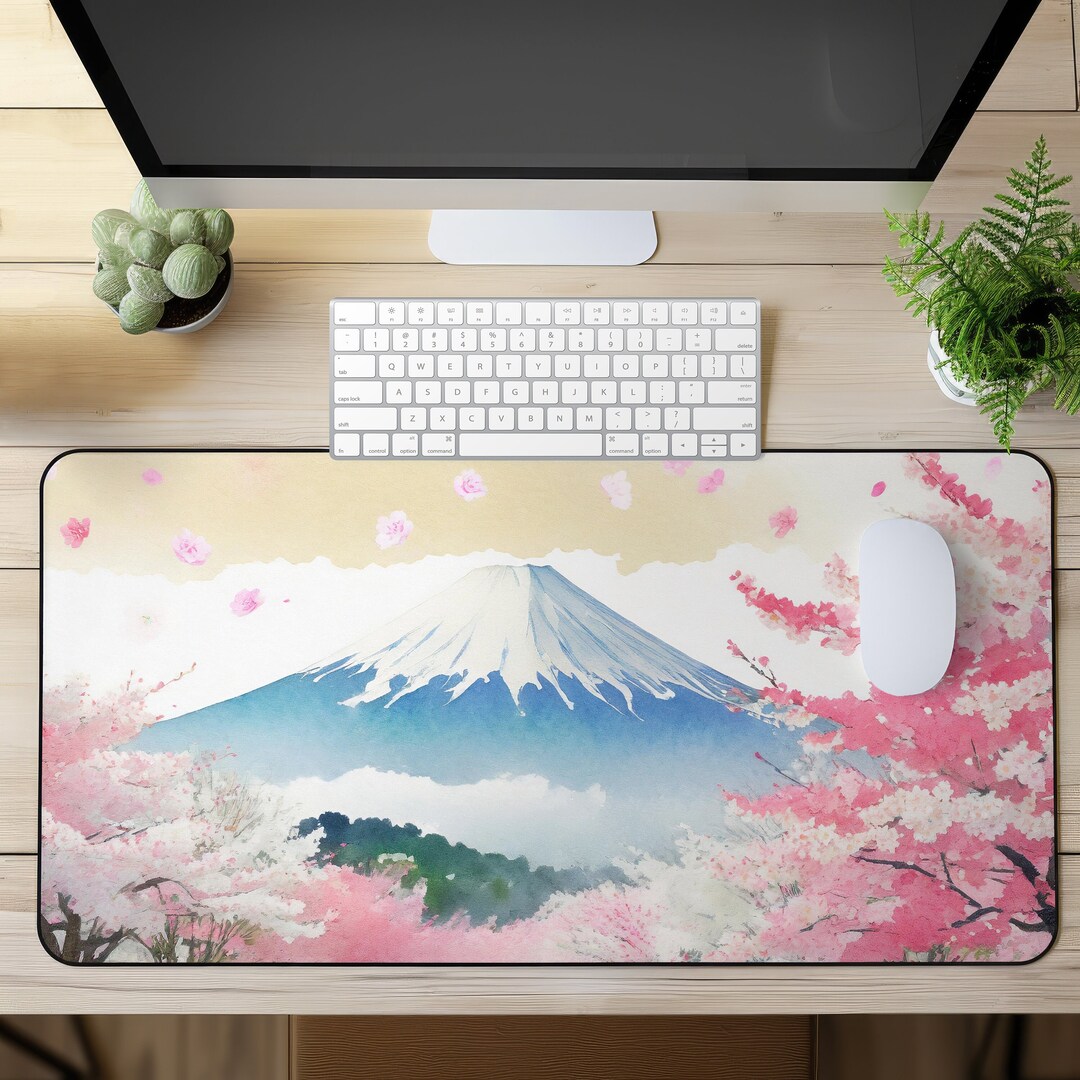 Japanese Desk Mat, Sakura Desk Mat, Japanese Style Mouse Pad, Pink ...