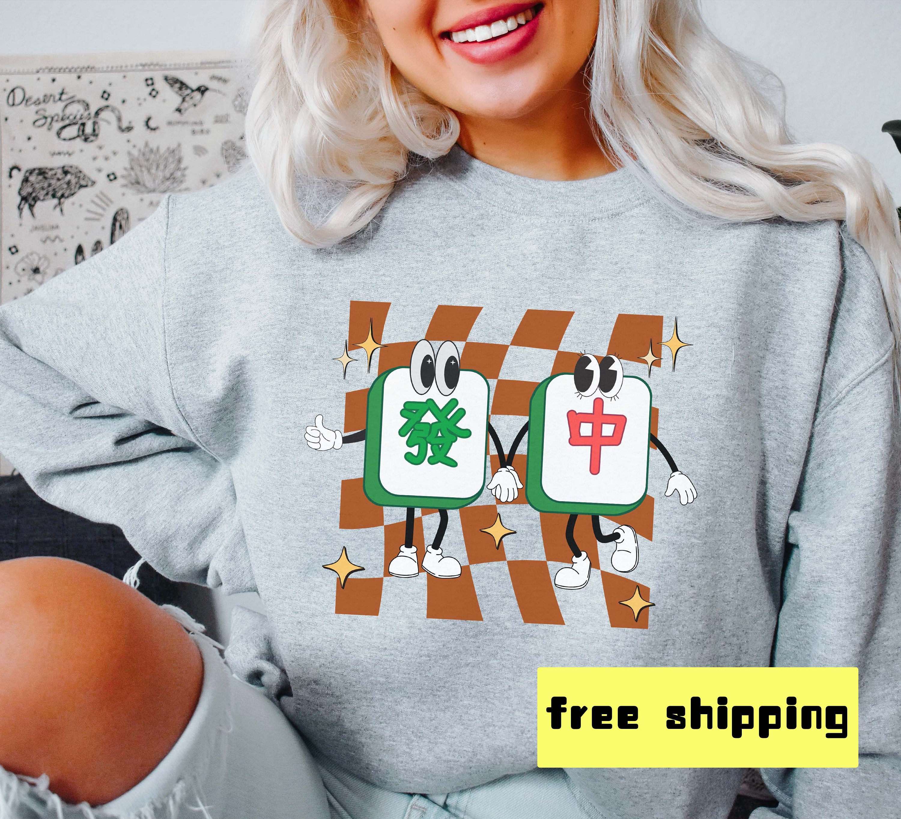 Funny Mahjong Sweatshirt, Mahjong Gift, Retro Mahjong Shirt for Women ...