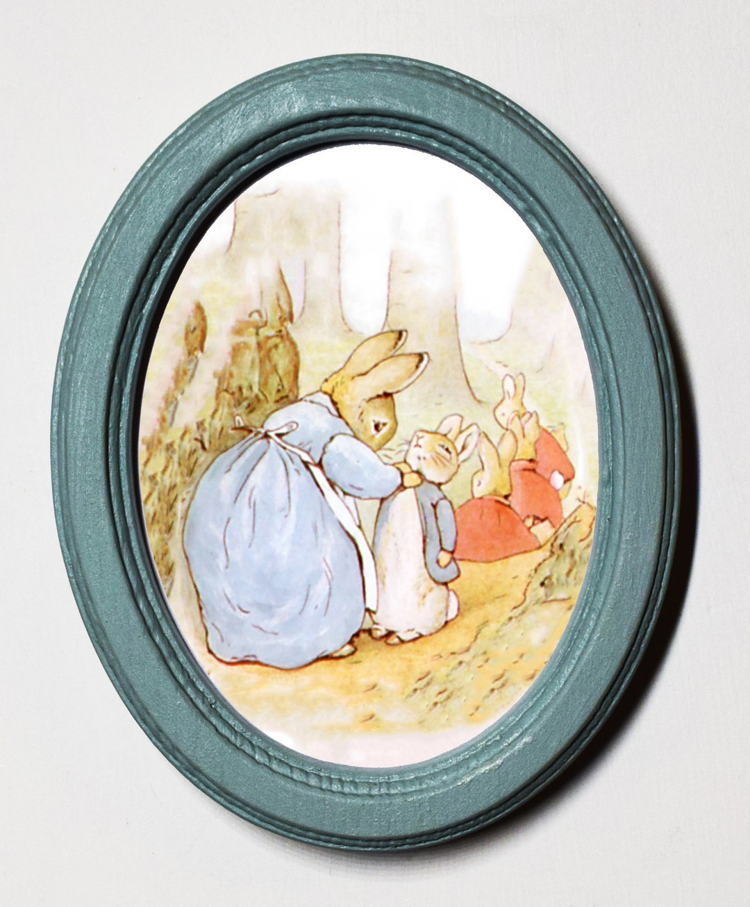 Beatrix Potter Art Print, Oval Wooden Frame, Nursery Wall Decor - Etsy
