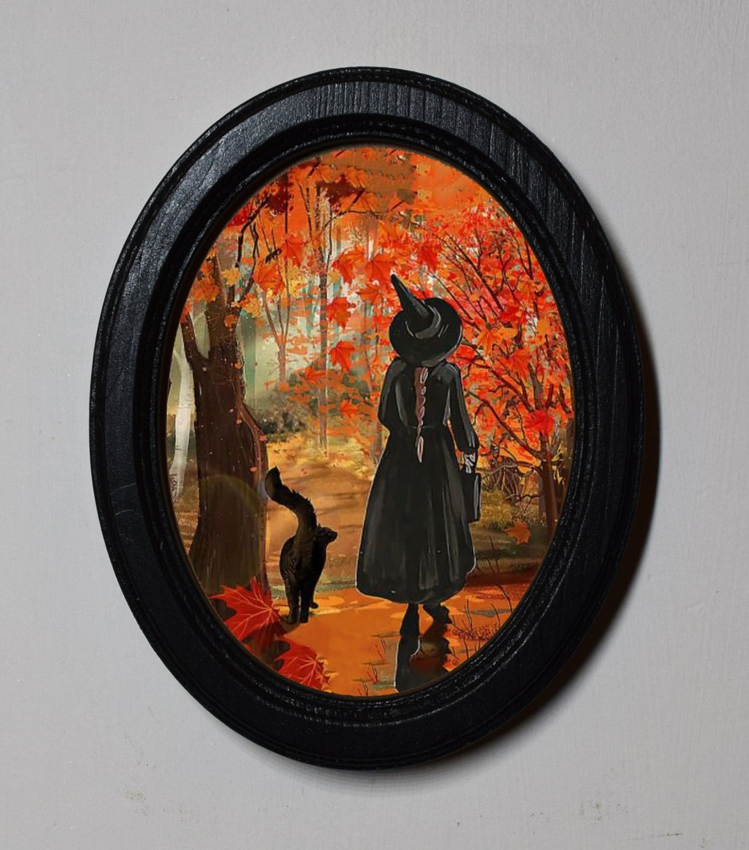 Halloween Black Oval Wooden 3 X 4 Inch Framed Picture, Gothic Print ...