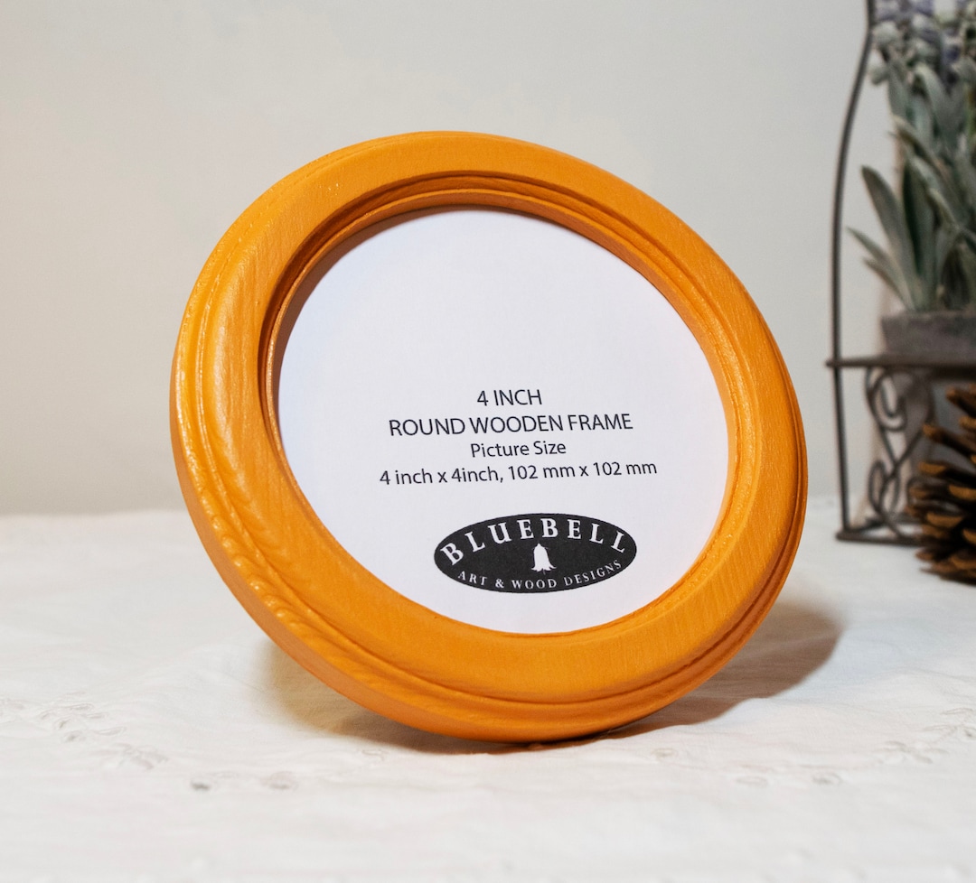 Orange Round Handmade Wooden Photo Frame Antique Vintage Style Picture ...