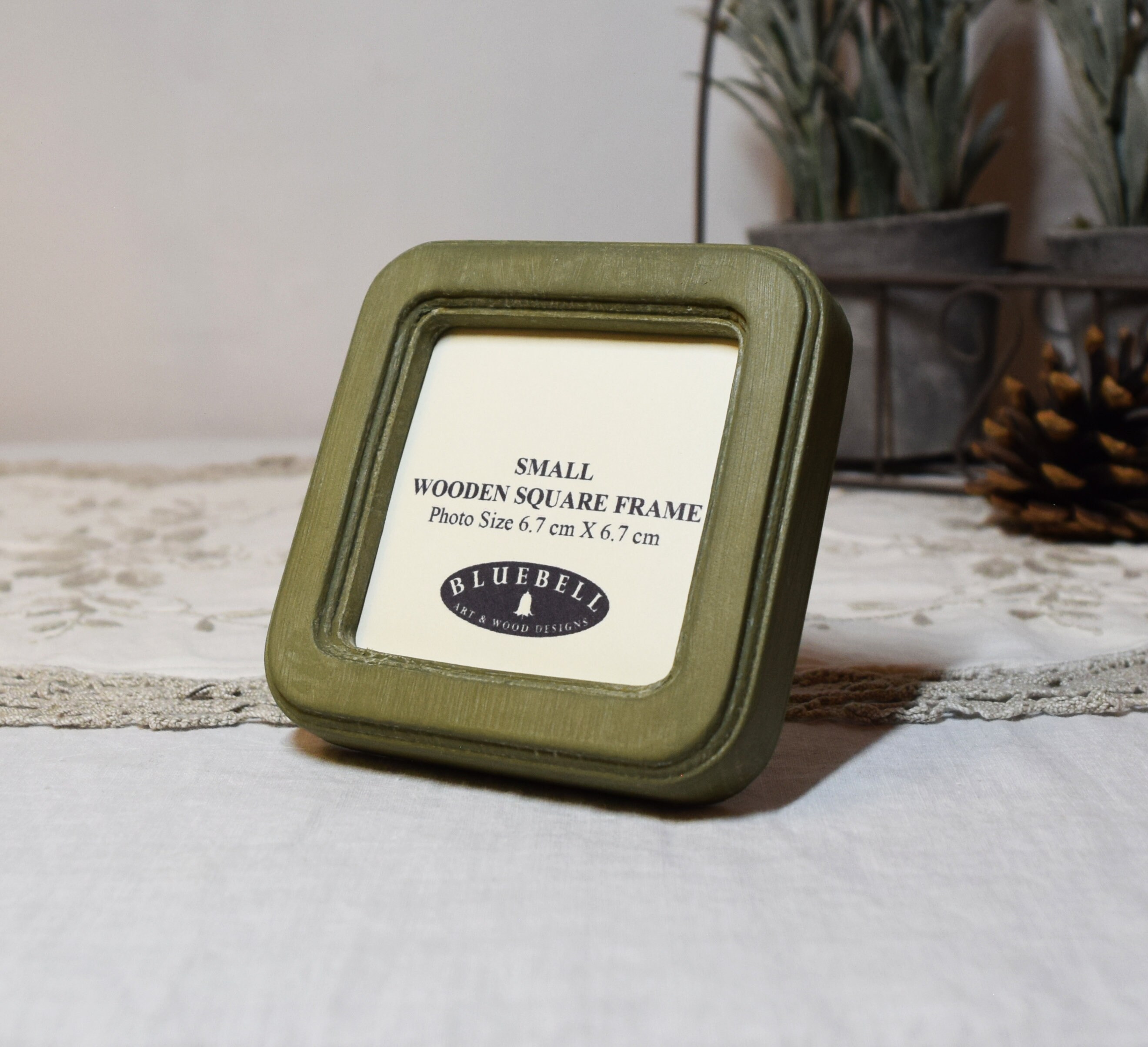 Olive Green Square Handmade Wooden Photo, Cross Stitch Embroidery ...