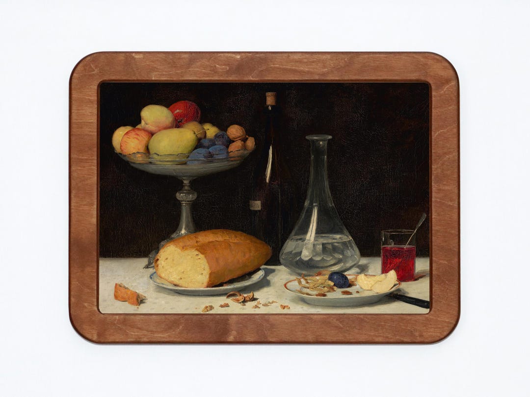 Moderation Albert Anker Still Life Fruit Bread Wine Water Apples Pears ...