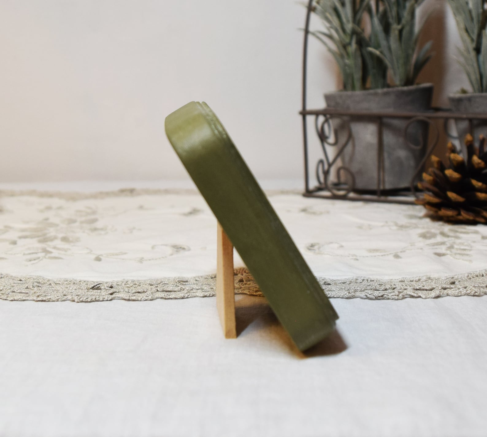 Olive Green Square Handmade Wooden Photo, Cross Stitch Embroidery ...