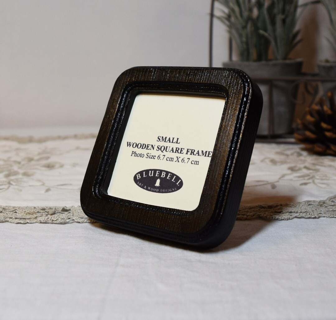 Black Small Square Wooden Photo Frame, Handmade, Antique Vintage Style ...