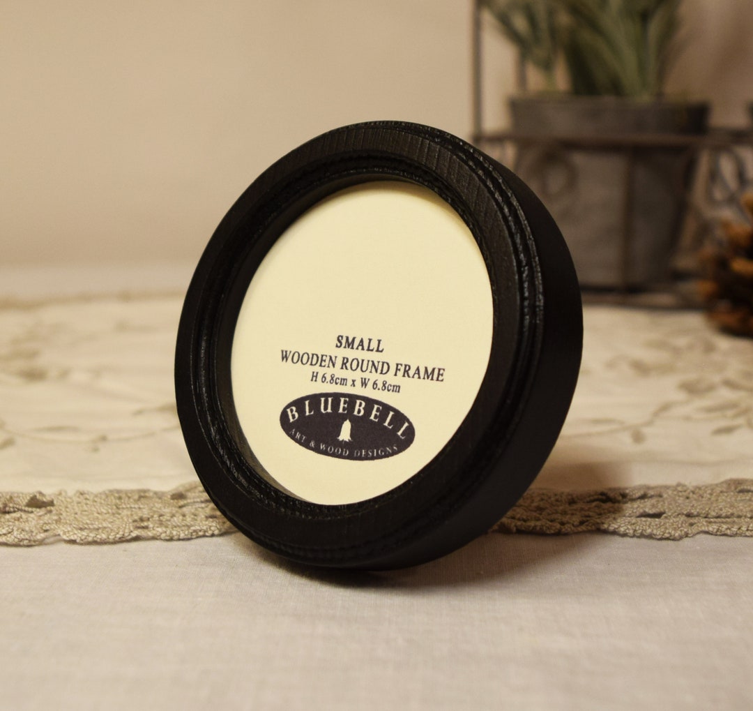 Black Round Handmade Wooden Photo Frame Antique Vintage Style Picture ...