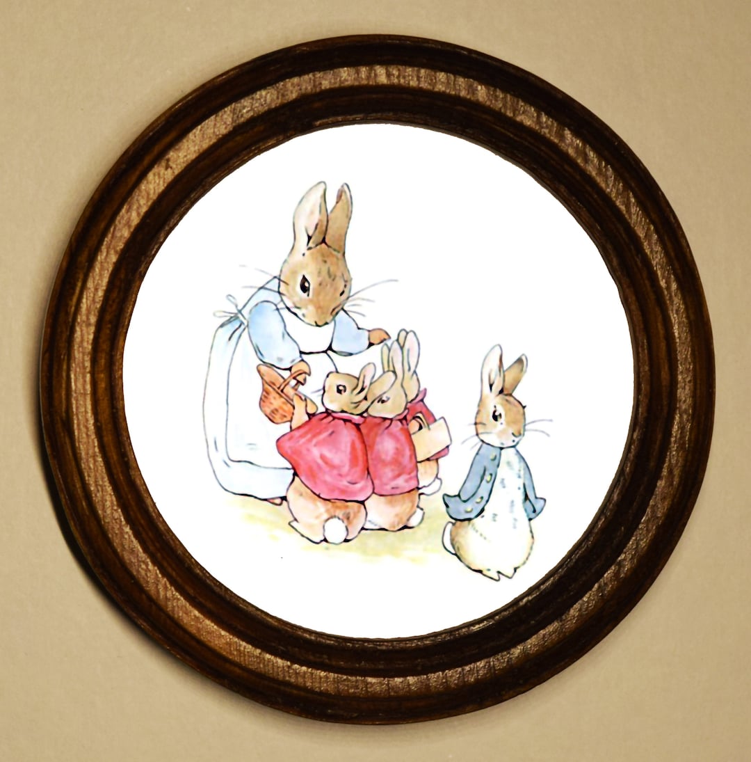 Peter Rabbit Art Print Handmade Round Wooden Picture Frame - Etsy