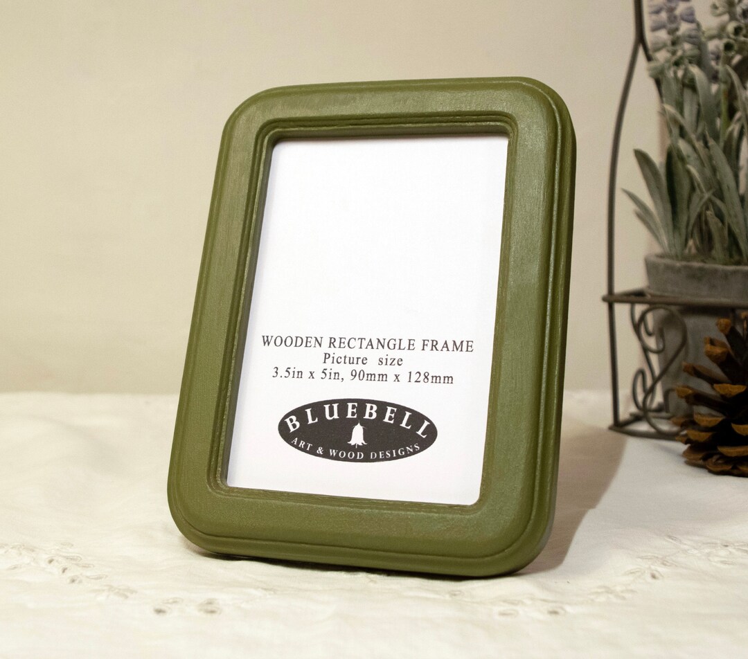 Olive Green 3.5 X 5 Inch Wooden Rectangle Photo Picture Frame Handmade ...